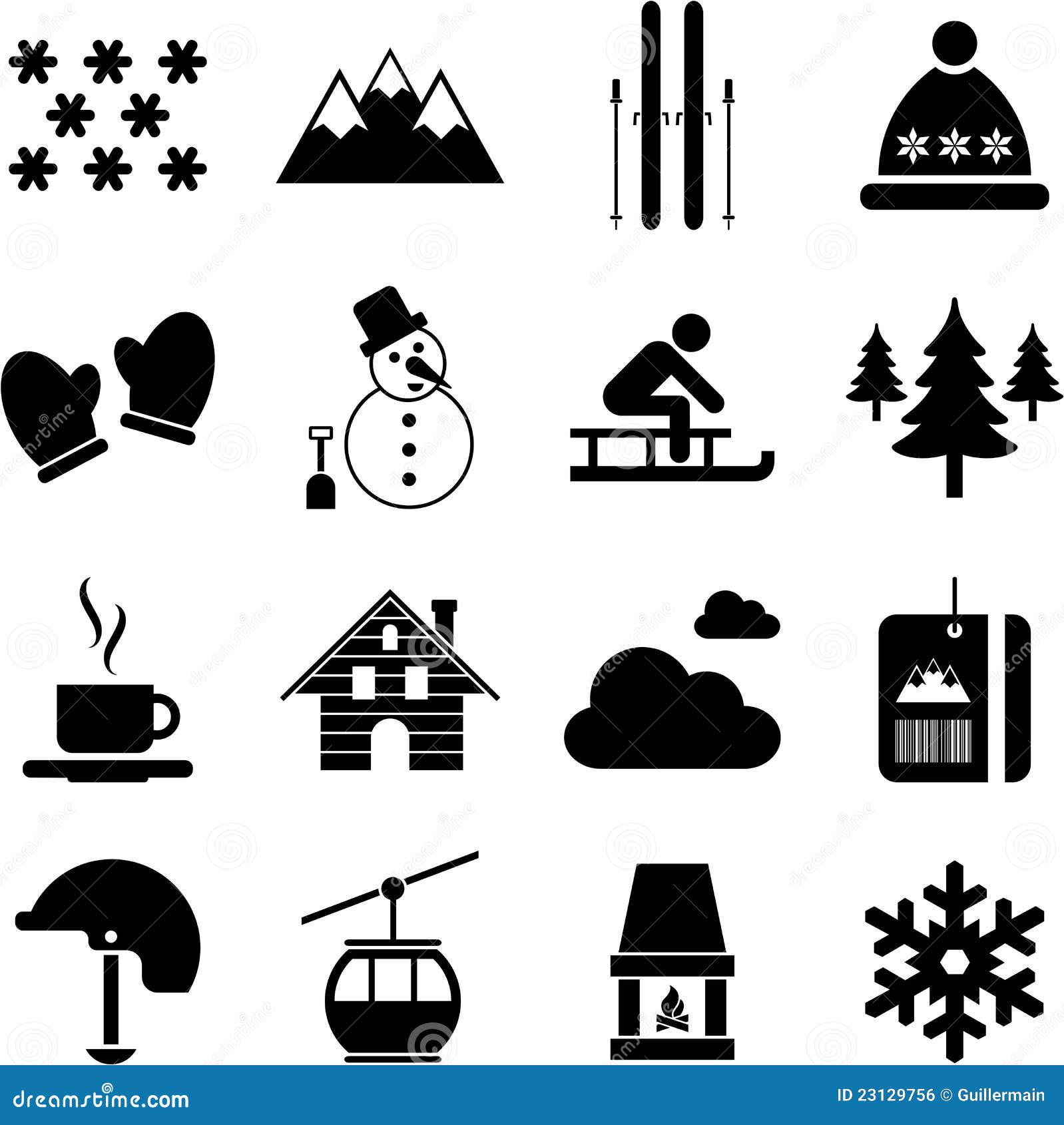 Winter/alpine/ski Pictograms Stock Vector - Illustration of mountain ...