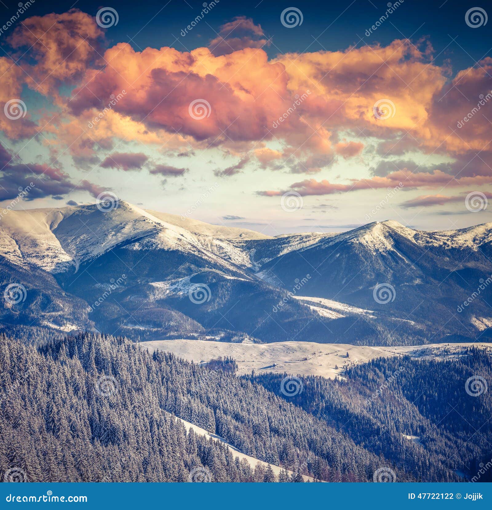 Winter Alpine Sunset in the Mountains with Dramatic Sky Stock Photo ...