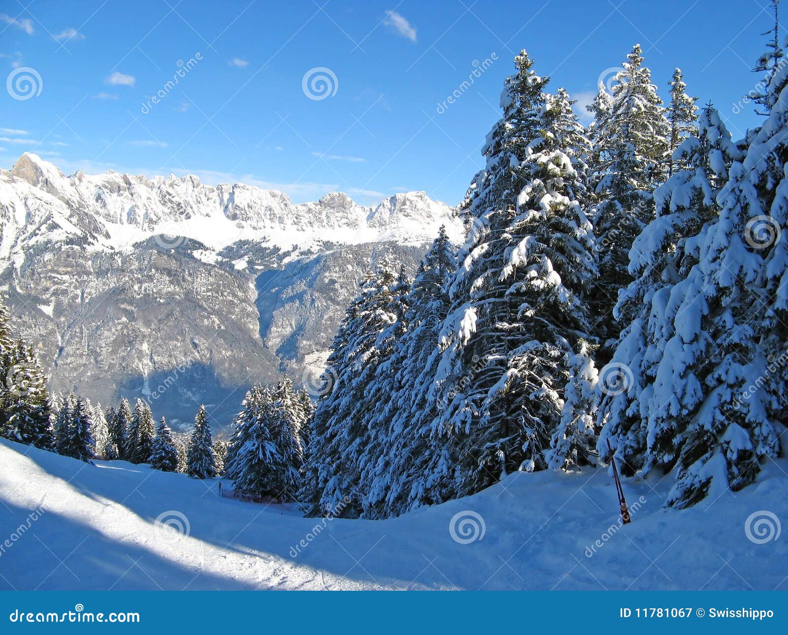 Winter in the alps stock image. Image of powder, cold - 11781067