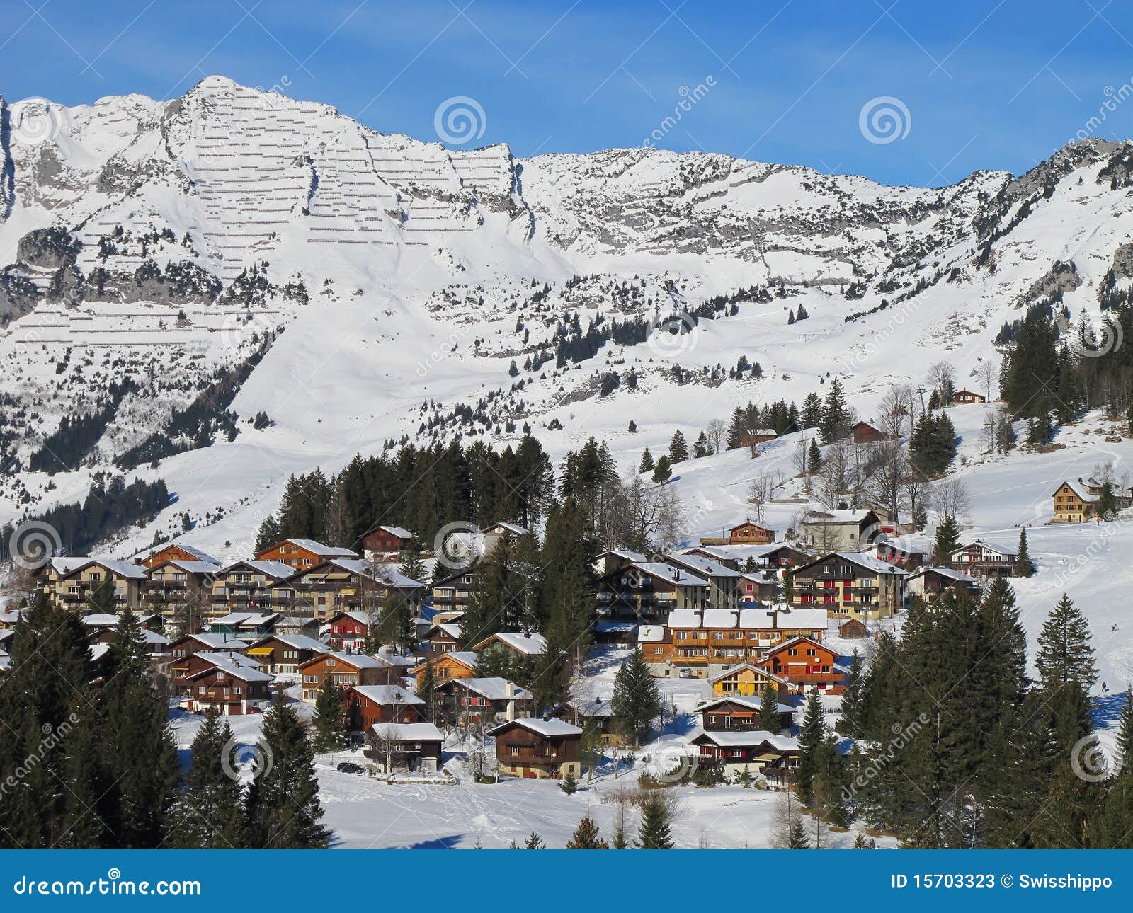 Winter in the alps stock image. Image of sledding, chill - 15703323