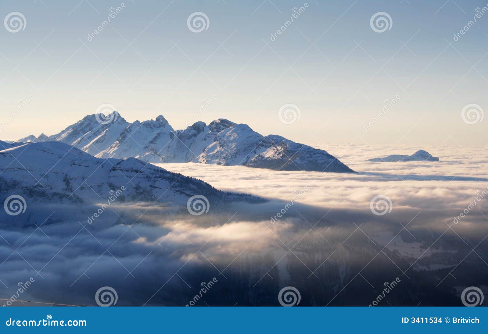 Winter Alps in sunset stock photo. Image of perfect, scenic - 3411534