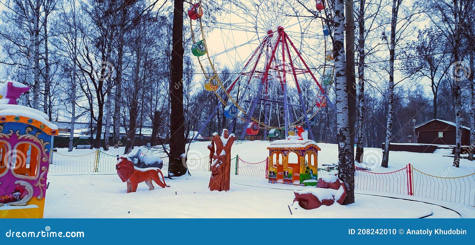 Winter at the Amusement Park Stock Photo - Image of vehicle, leisure ...