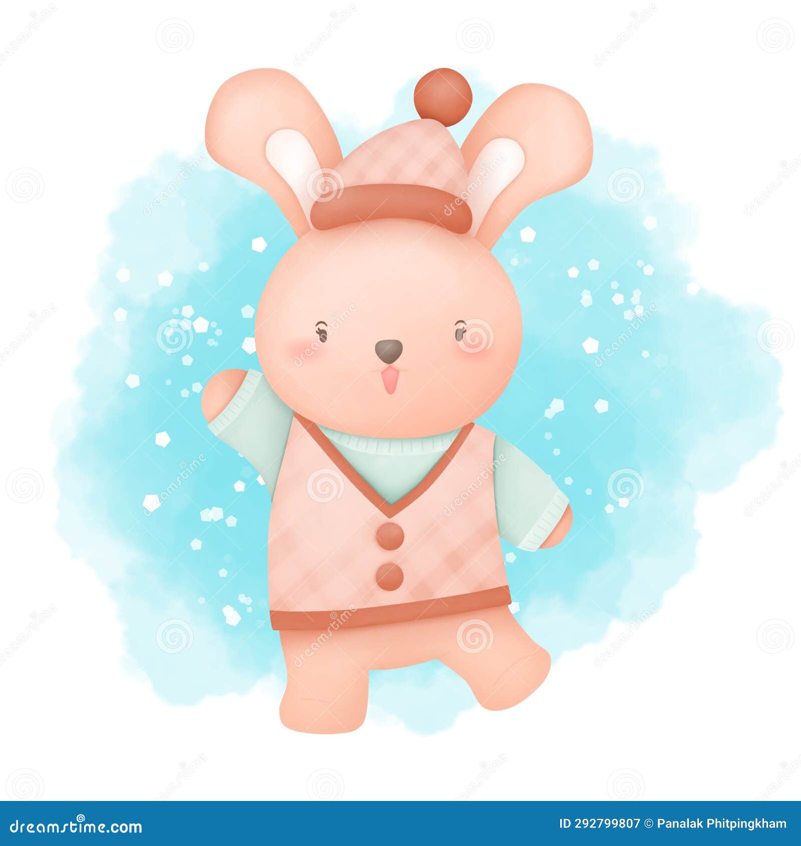 Rabbit in winter stock illustration. Illustration of nose - 292799807