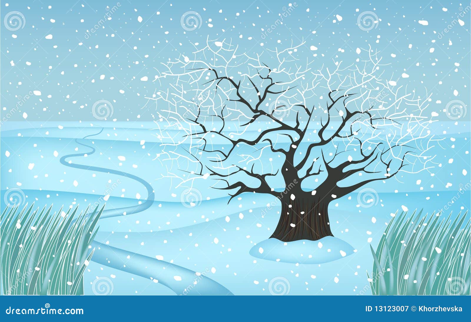 Winter apple tree stock illustration. Illustration of december - 13123007