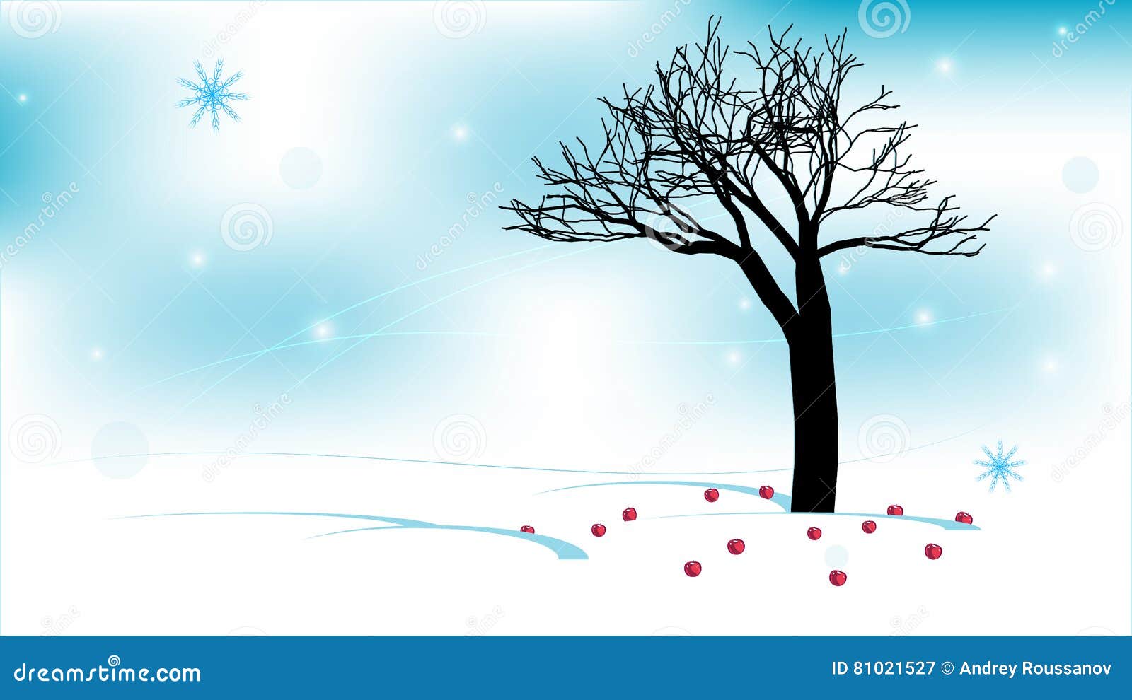Winter apple tree Vector stock vector. Illustration of change - 81021527