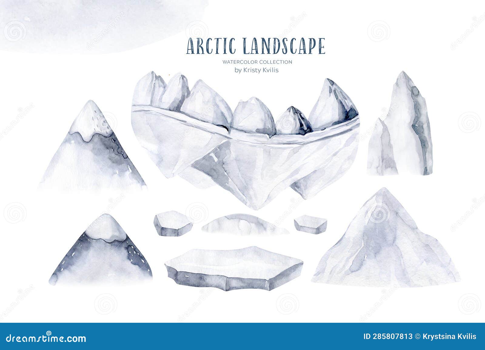 Winter Arctic Landscape Set Creator Iceberg, Ice, Set of Mountains and ...