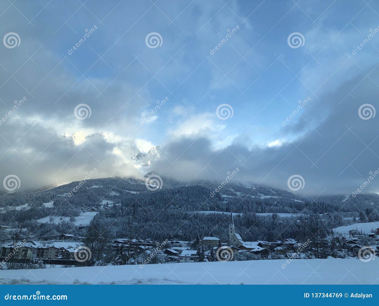 Winter in Austria, 2019 Snowfall in Werfen Stock Image - Image of ...