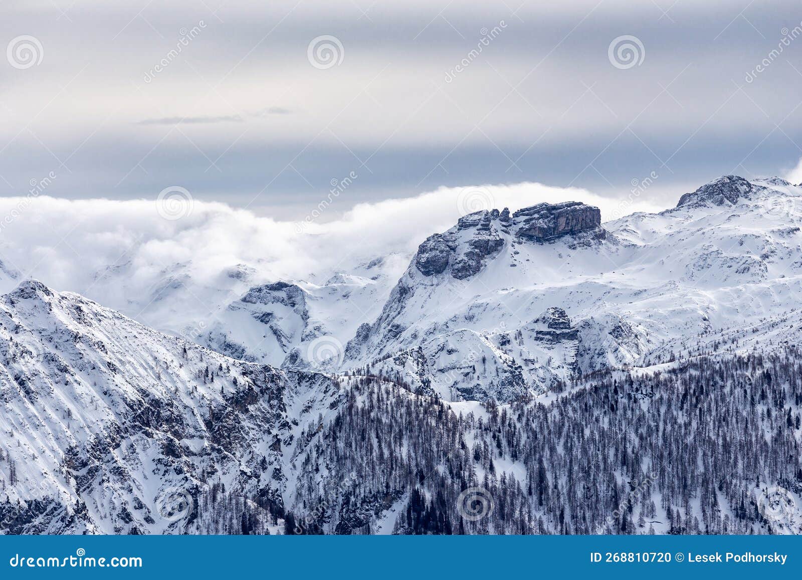 Winter in the Austrian Alps before the Snowy. Cloudy Weather. Stock ...