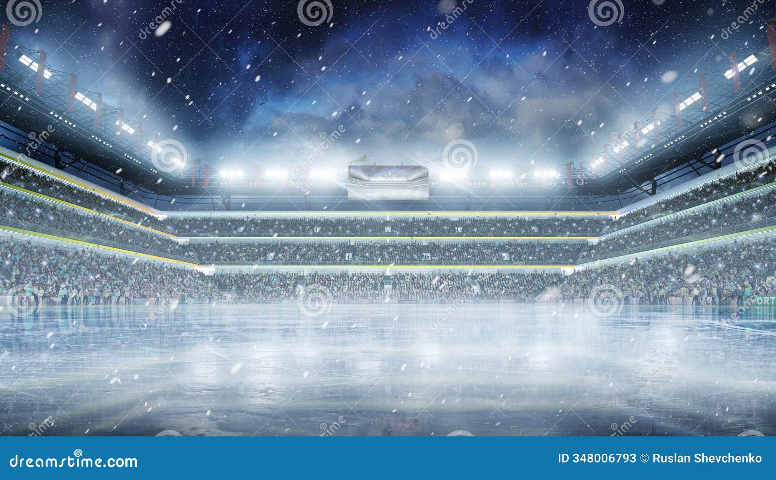 Winter Background. Blue Ice Floor Texture and Mist. Empty Beautiful ...