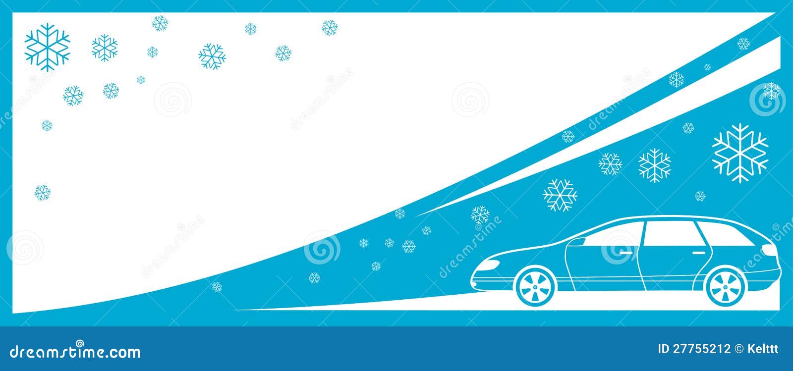 Winter Background with Car and Snowflake Stock Vector - Illustration of ...
