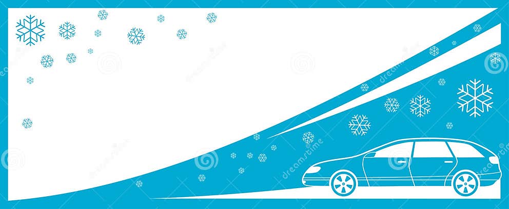 Winter Background with Car and Snowflake Stock Vector - Illustration of ...