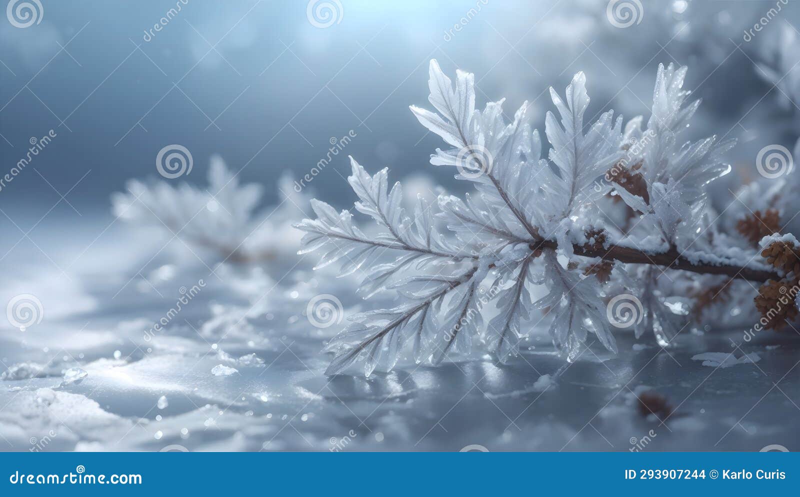 Winter Background, Snow and Ice Banner, December Concept Stock Photo ...