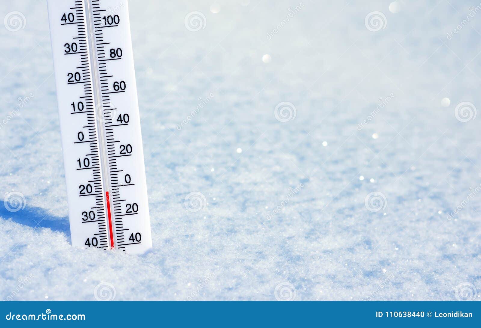 Thermometer in the snow stock photo. Image of frozen - 110638440