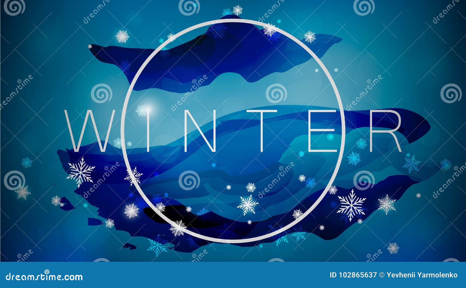 Winter Banner with Snow Isolated on Blue Shiny Background. Stock Vector ...