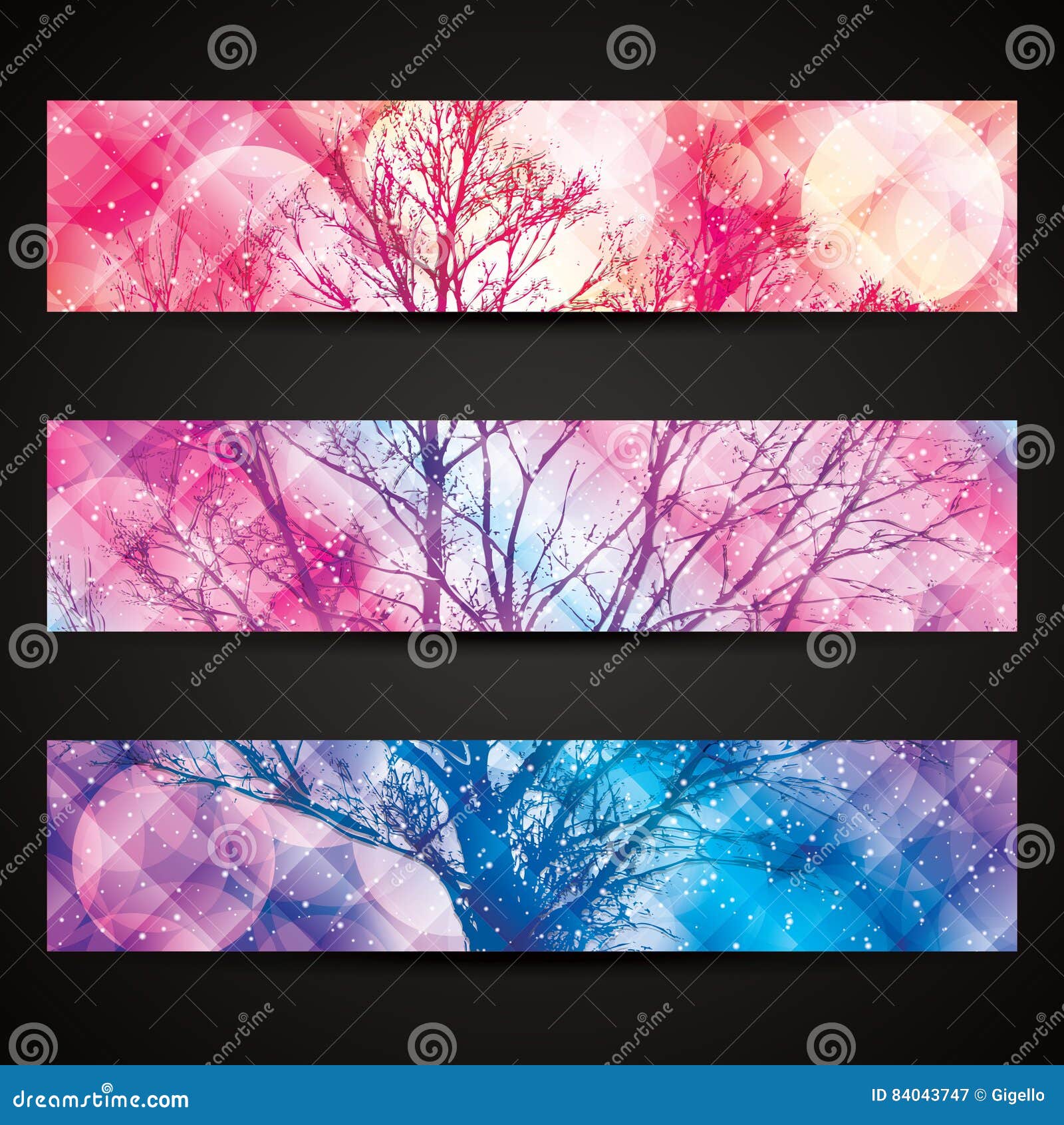 Winter Banners And Backgrounds Vector Bundle With Designs ...