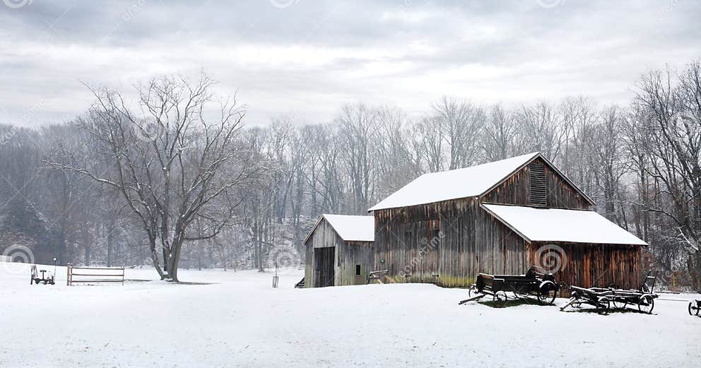 Winter Barn stock image. Image of landscape, structures - 18551211