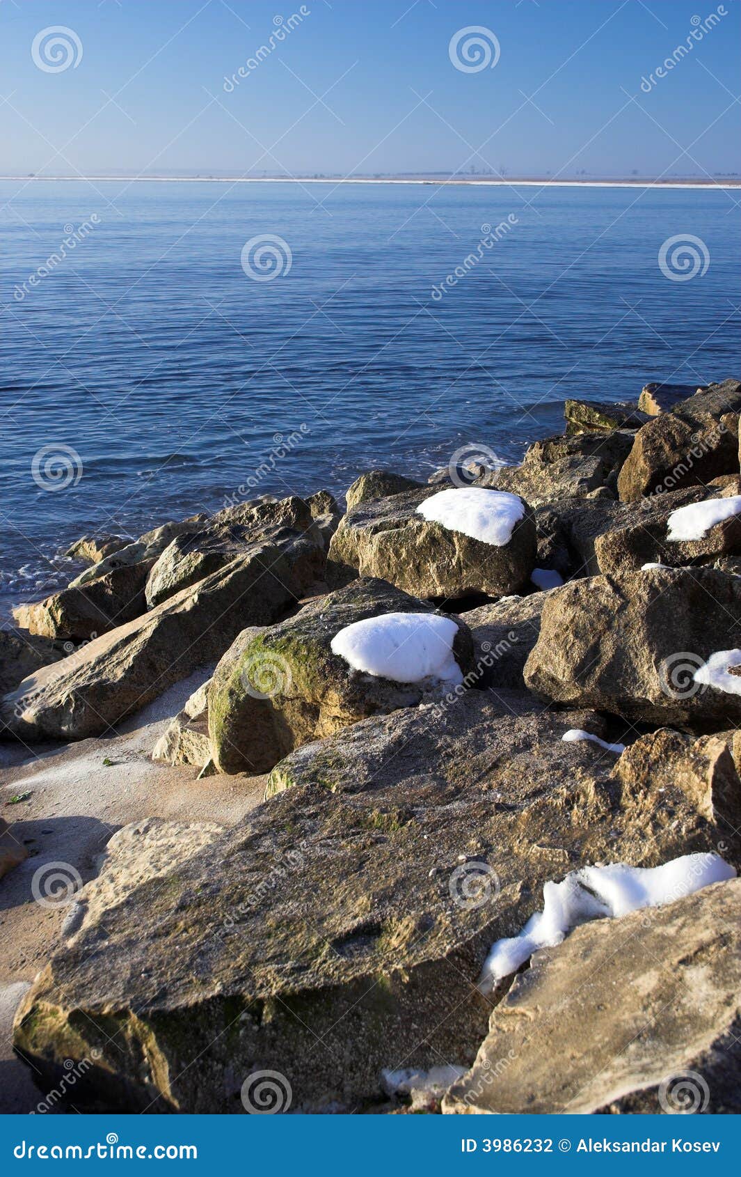 Winter beach scene stock photo. Image of destination, blue - 3986232