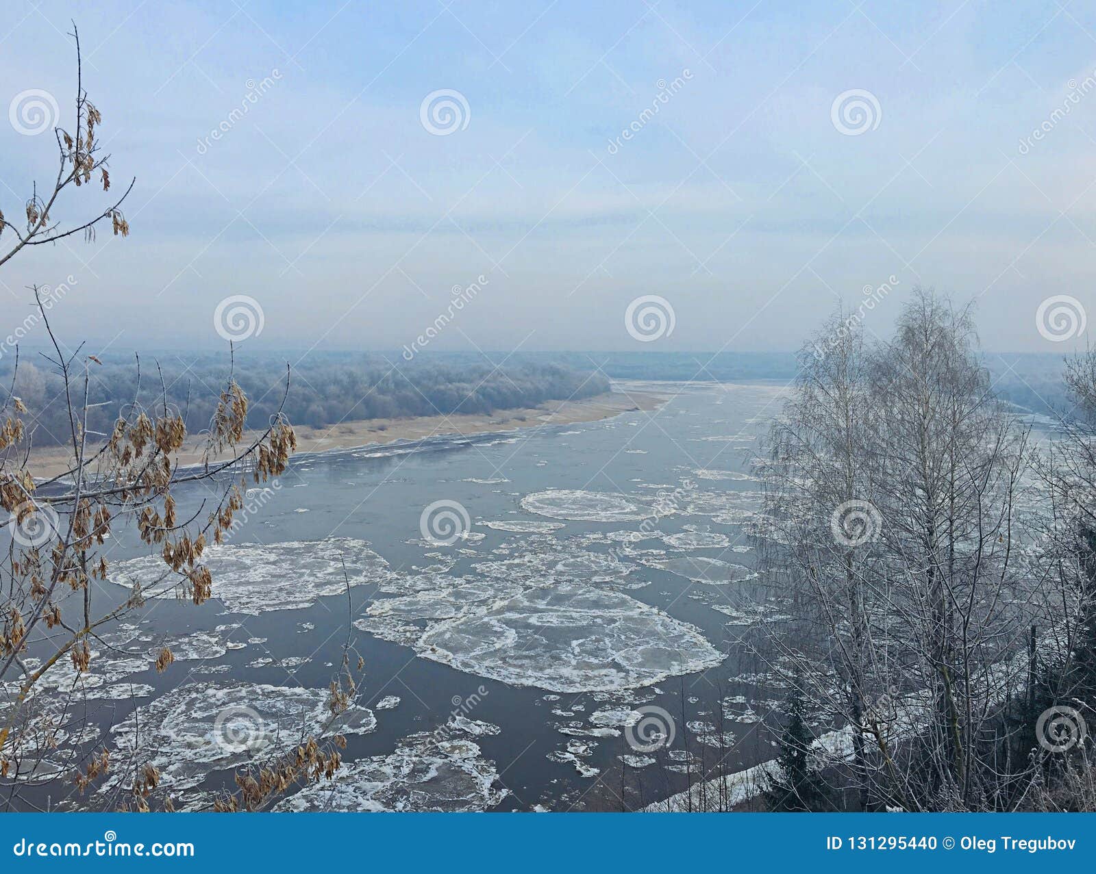 Winter Begins and the River is Covered with Ice Stock Photo - Image of ...