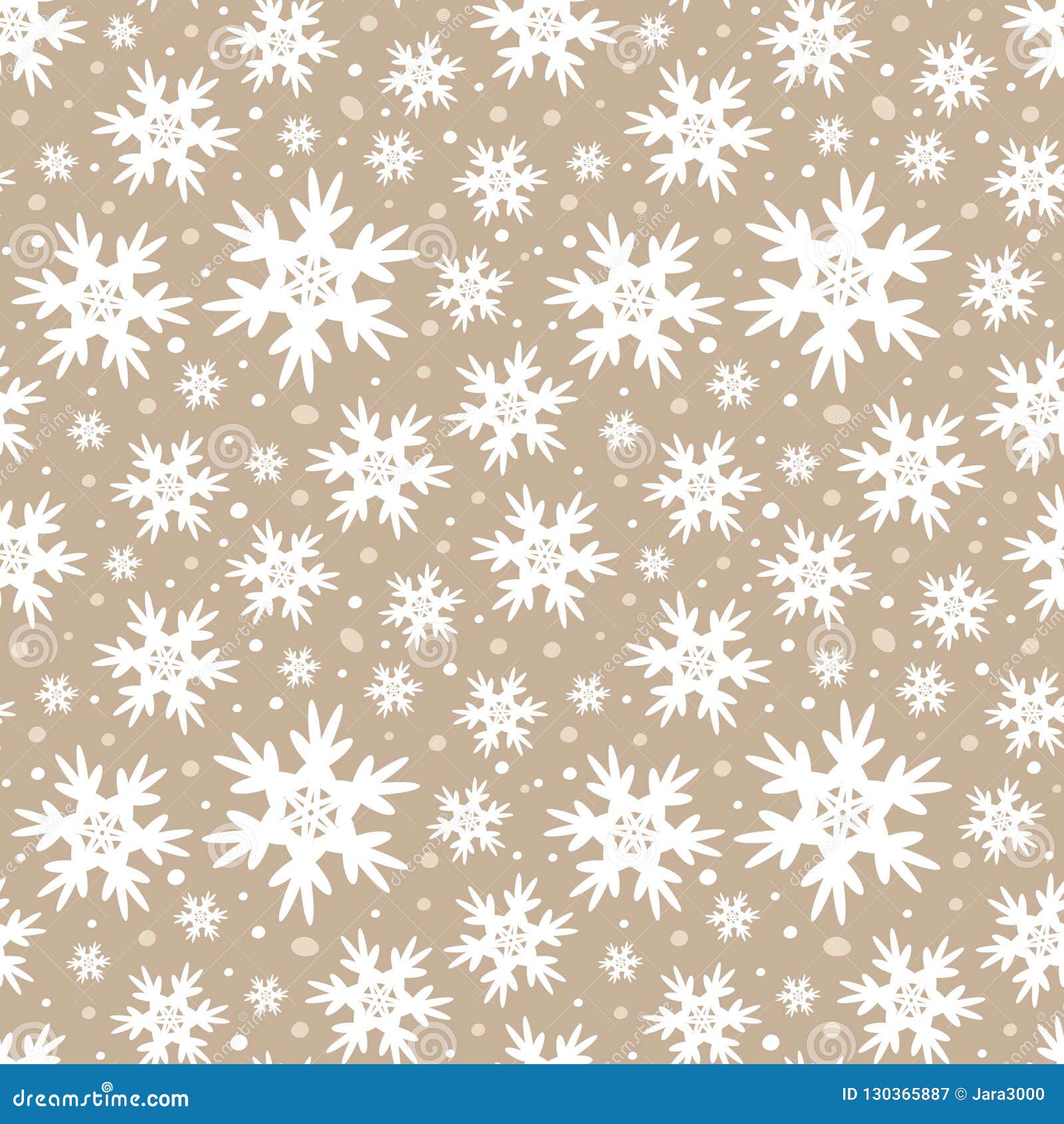 Winter Beige Seamless Pattern with Snowflakes Stock Illustration ...