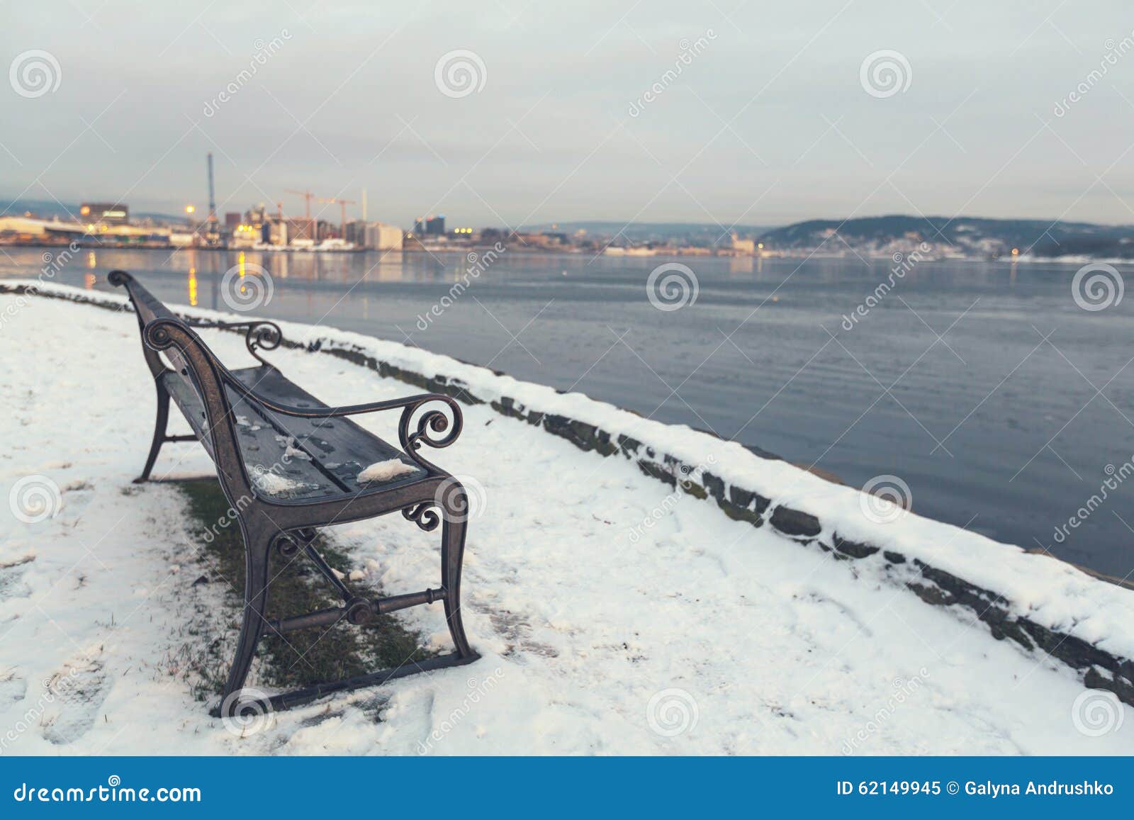 Winter bench stock image. Image of lane, sidewalk, open - 62149945