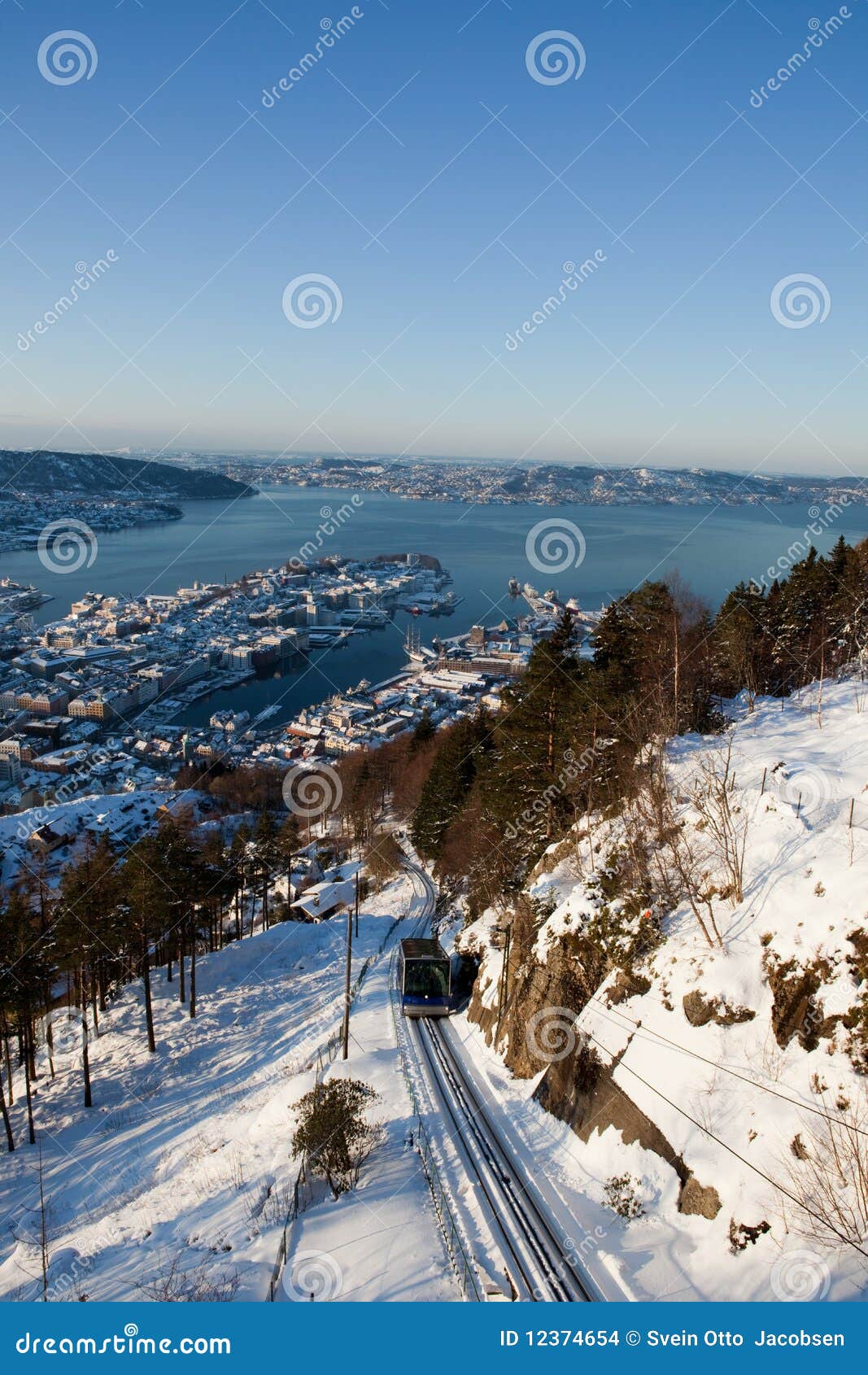 Winter in Bergen stock photo. Image of scandinavia, hill - 12374654