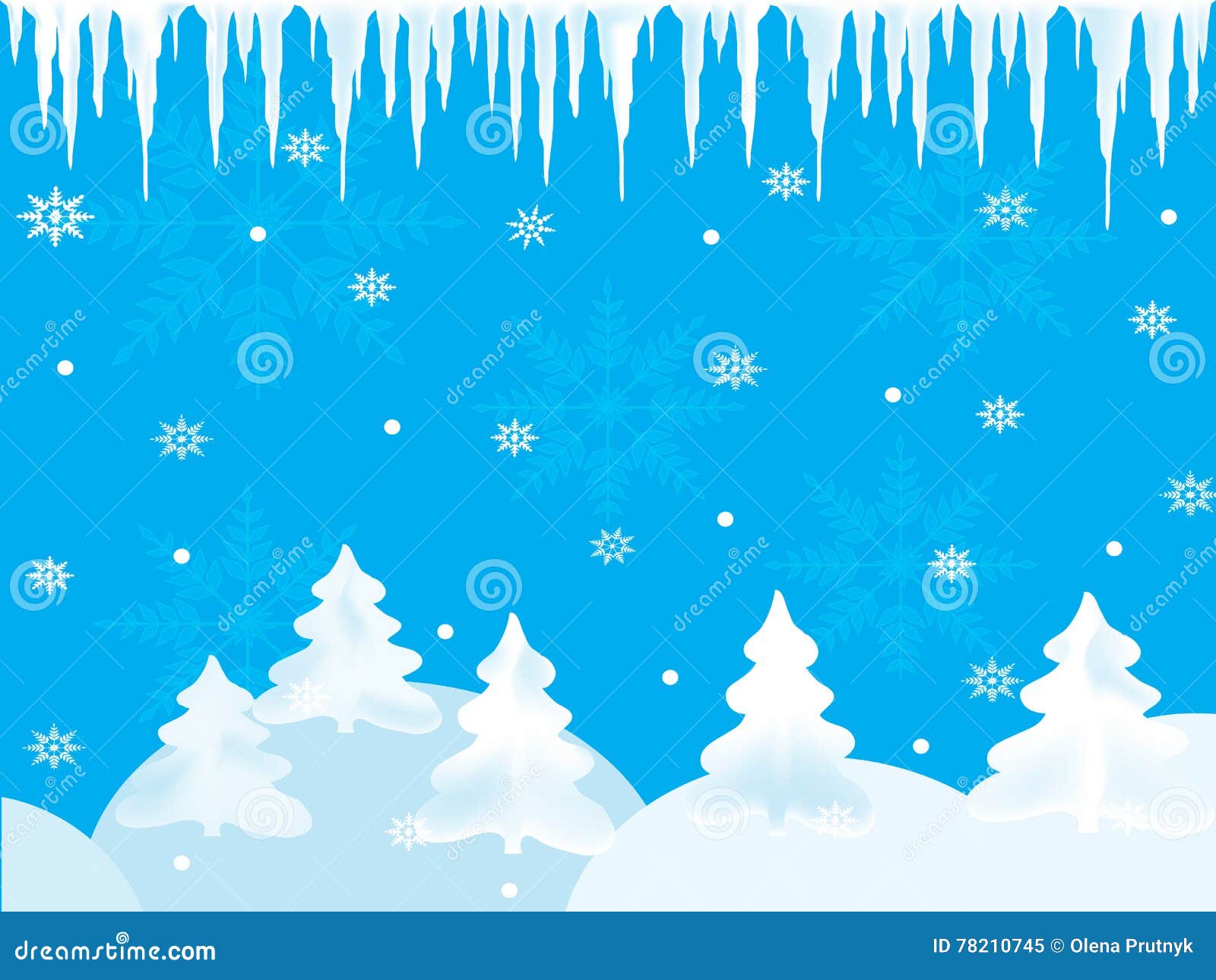 Winter Blue Background with Snowflakes and Icicles Stock Vector ...