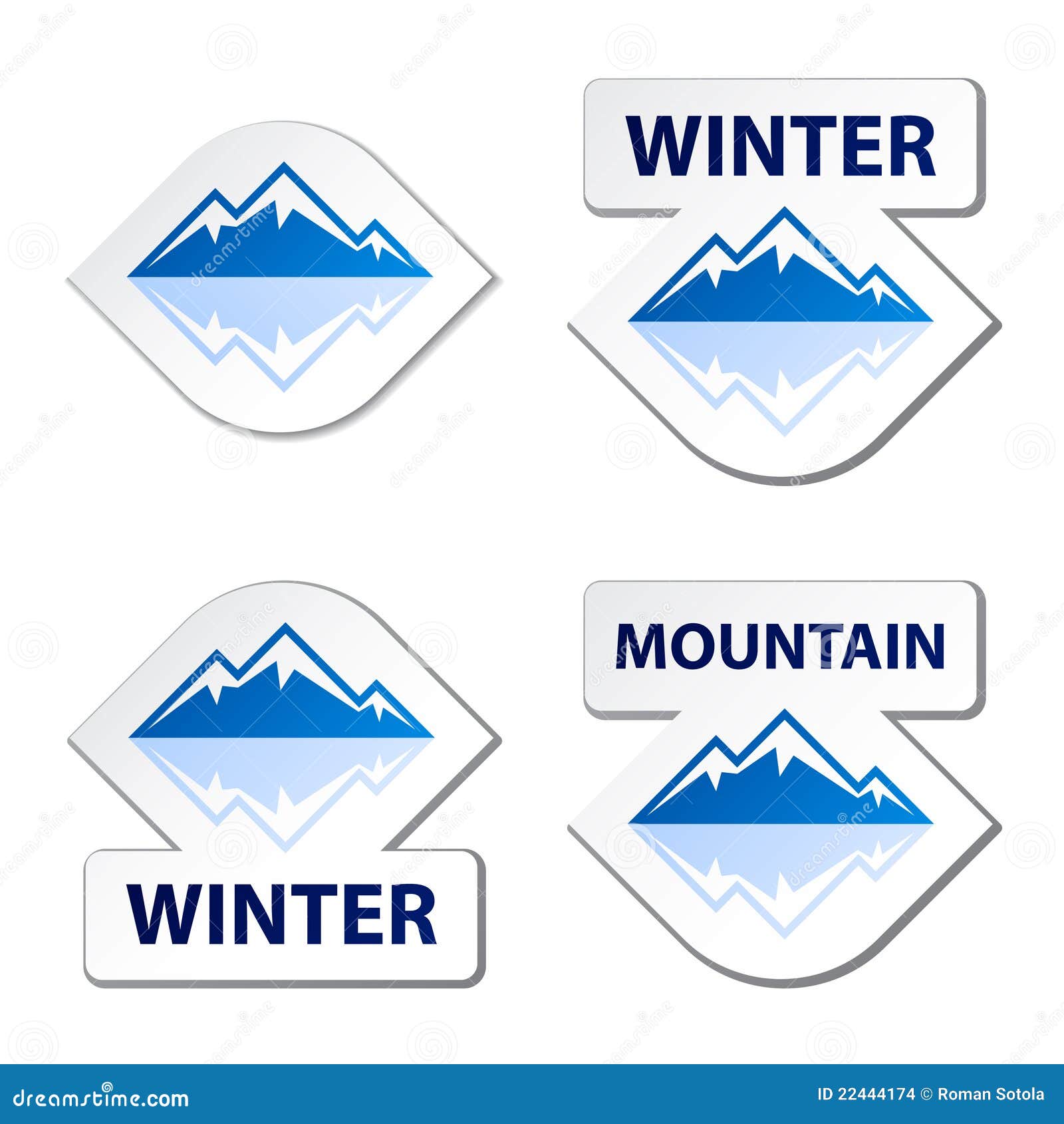 Winter Blue Mountain Stickers Stock Vector - Illustration of element ...