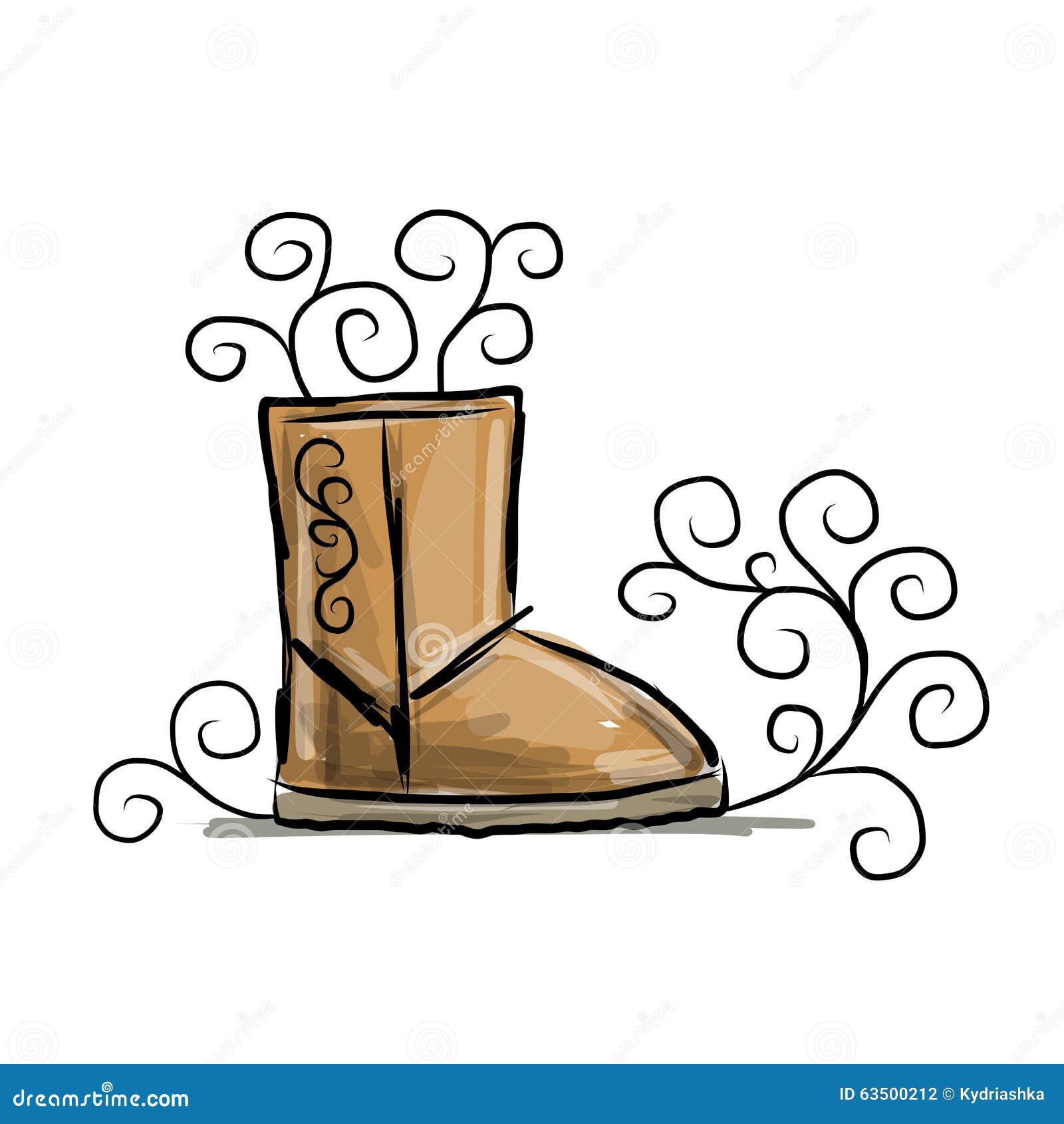 Winter Boots Ugg, Sketch for Your Design Stock Vector - Illustration of ...