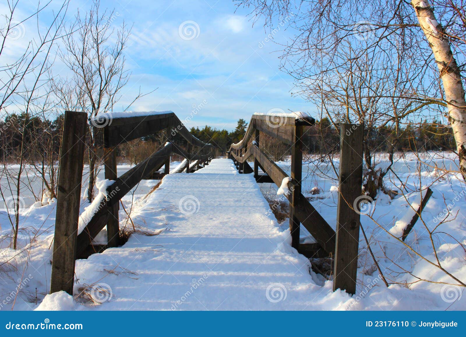 The Winter bridge stock photo. Image of country, freeze - 23176110