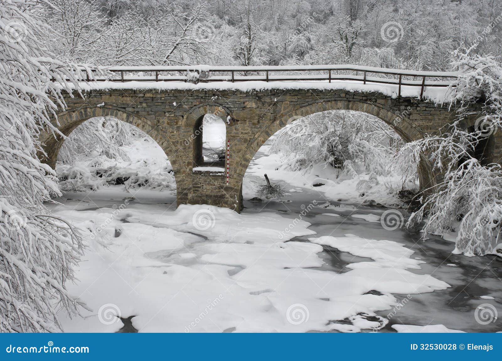 Winter bridge stock photo. Image of forest, frozen, landscape - 32530028