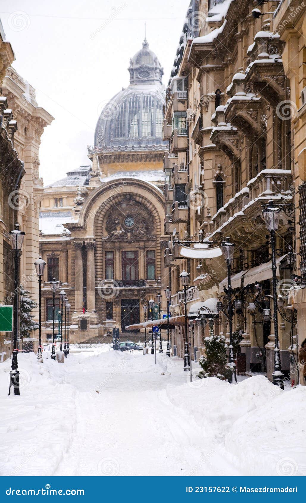 Winter in Bucharest - Historic Center Stock Photo - Image of town ...