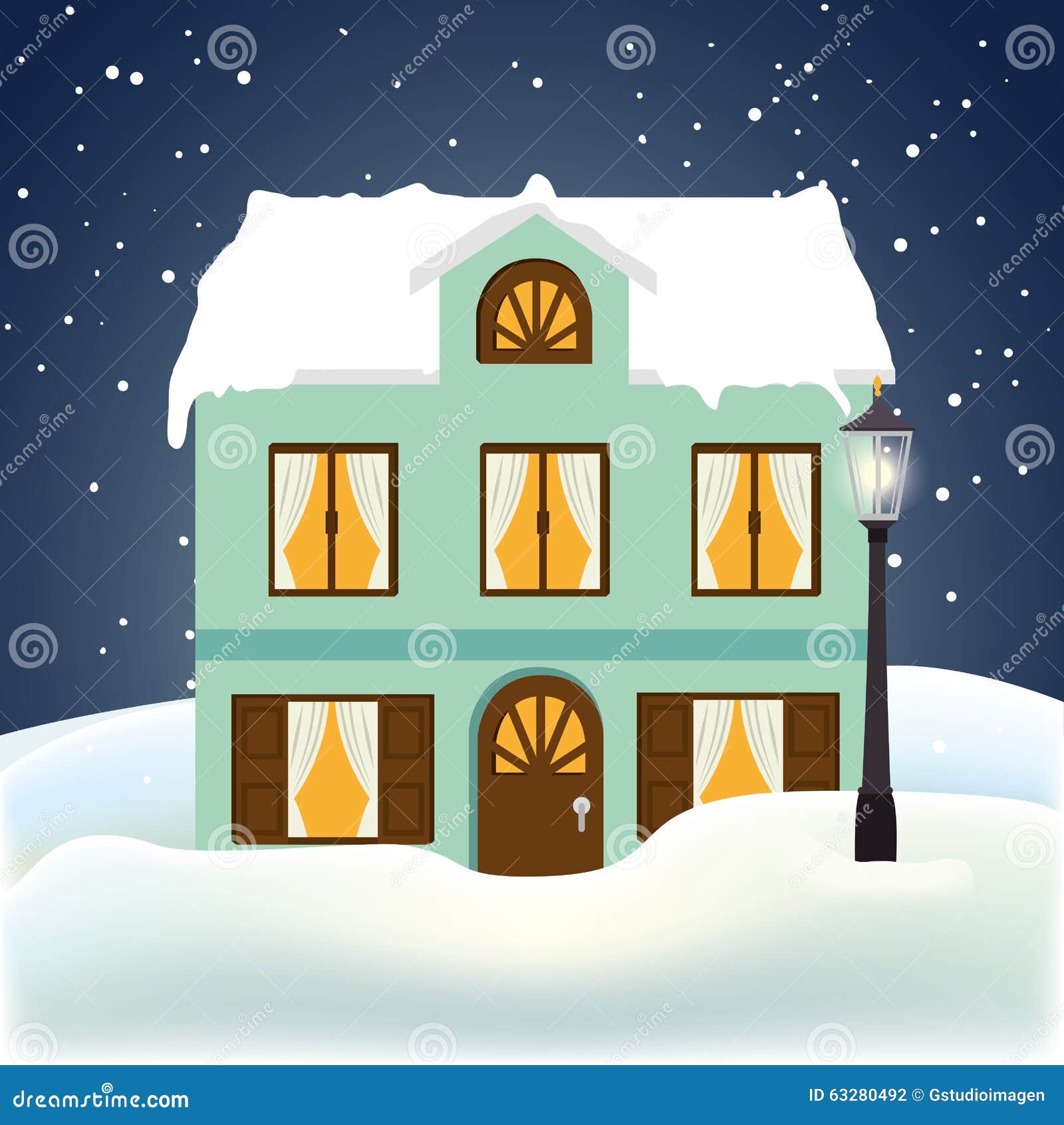 Winter and buildings stock illustration. Illustration of nature - 63280492