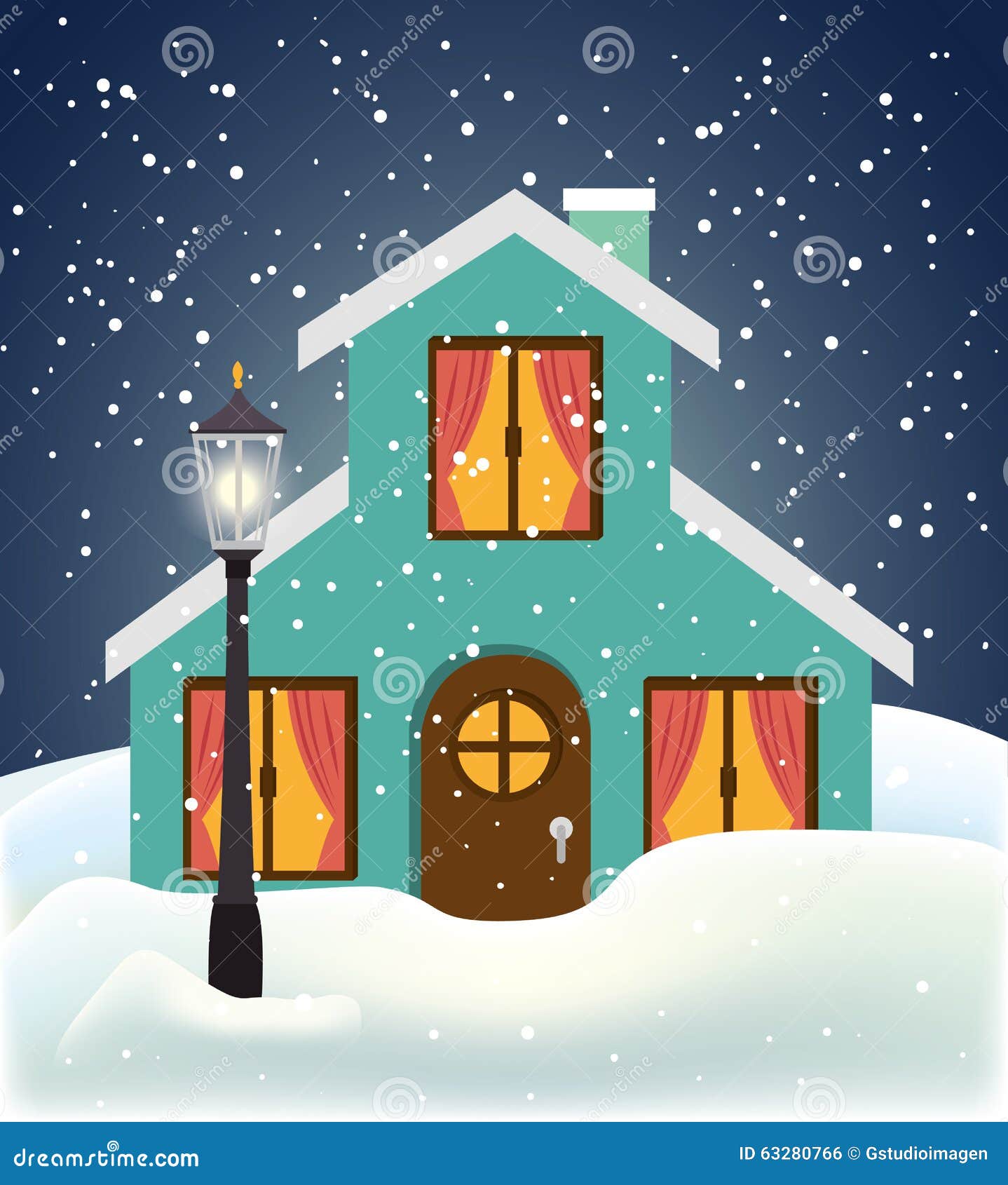Winter and buildings stock illustration. Illustration of cold - 63280766