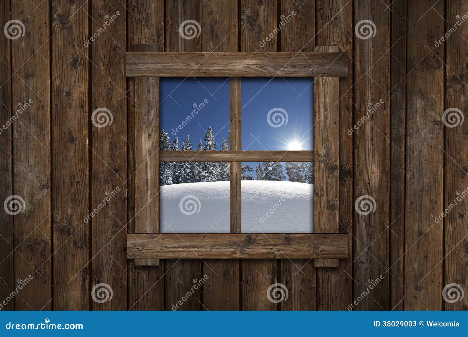Old Log Cabin Window Royalty-Free Stock Image | CartoonDealer.com #18146710