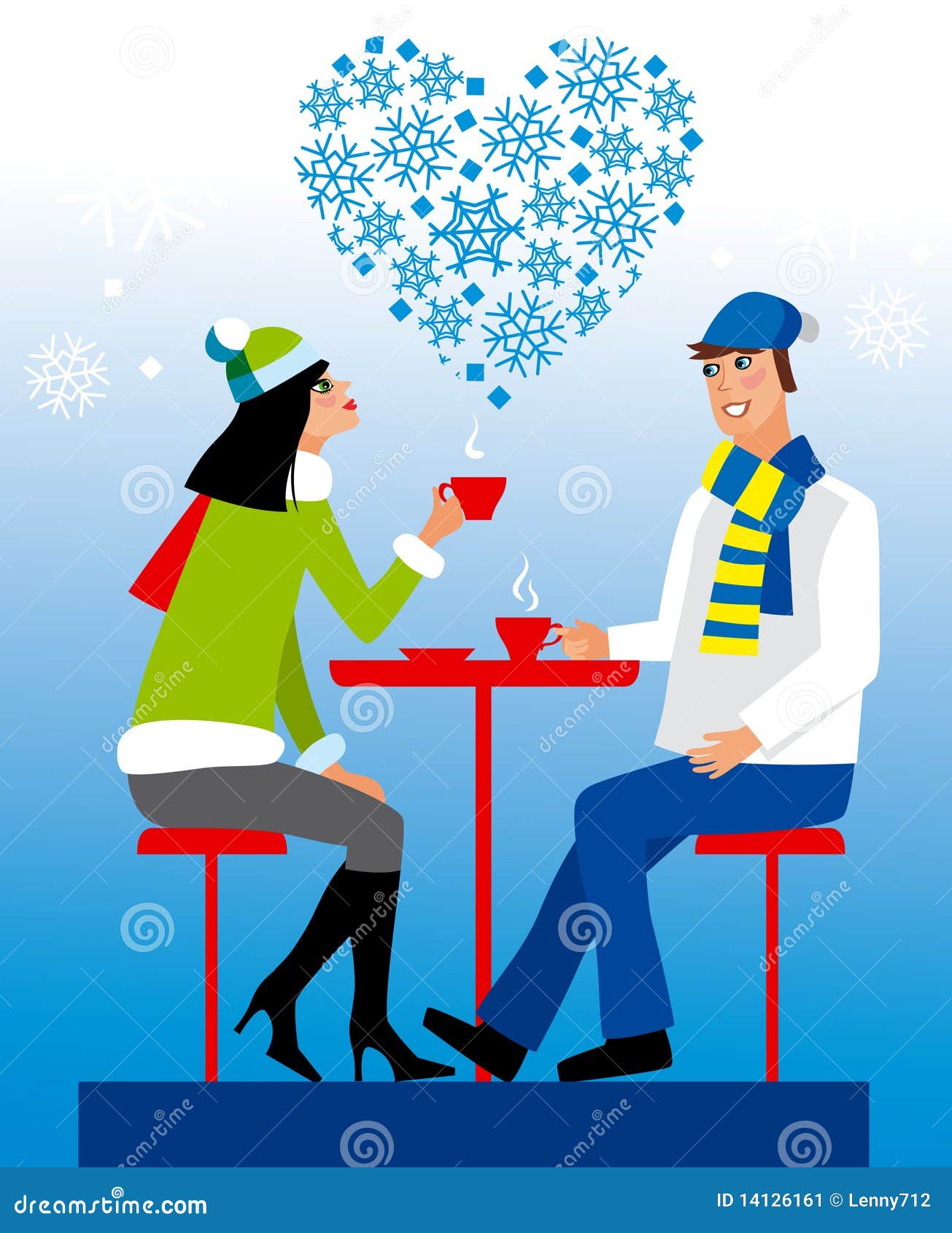 Winter cafe stock vector. Illustration of married, holidays - 14126161