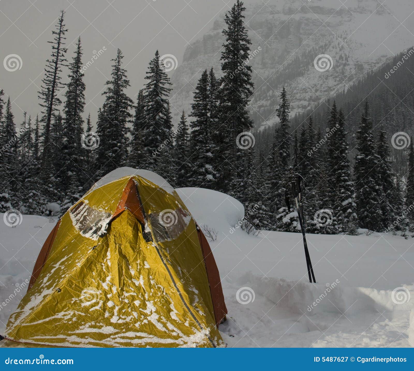 Winter Camping Tent stock image. Image of adventure, cold - 5487627