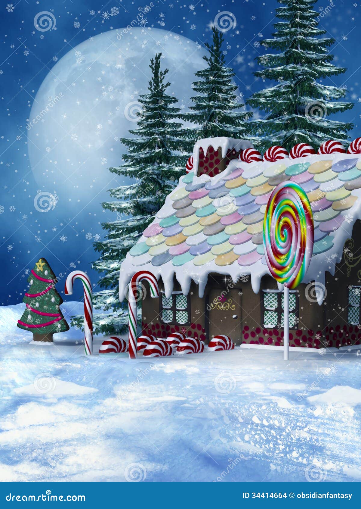 Winter candy house stock illustration. Illustration of winter - 34414664