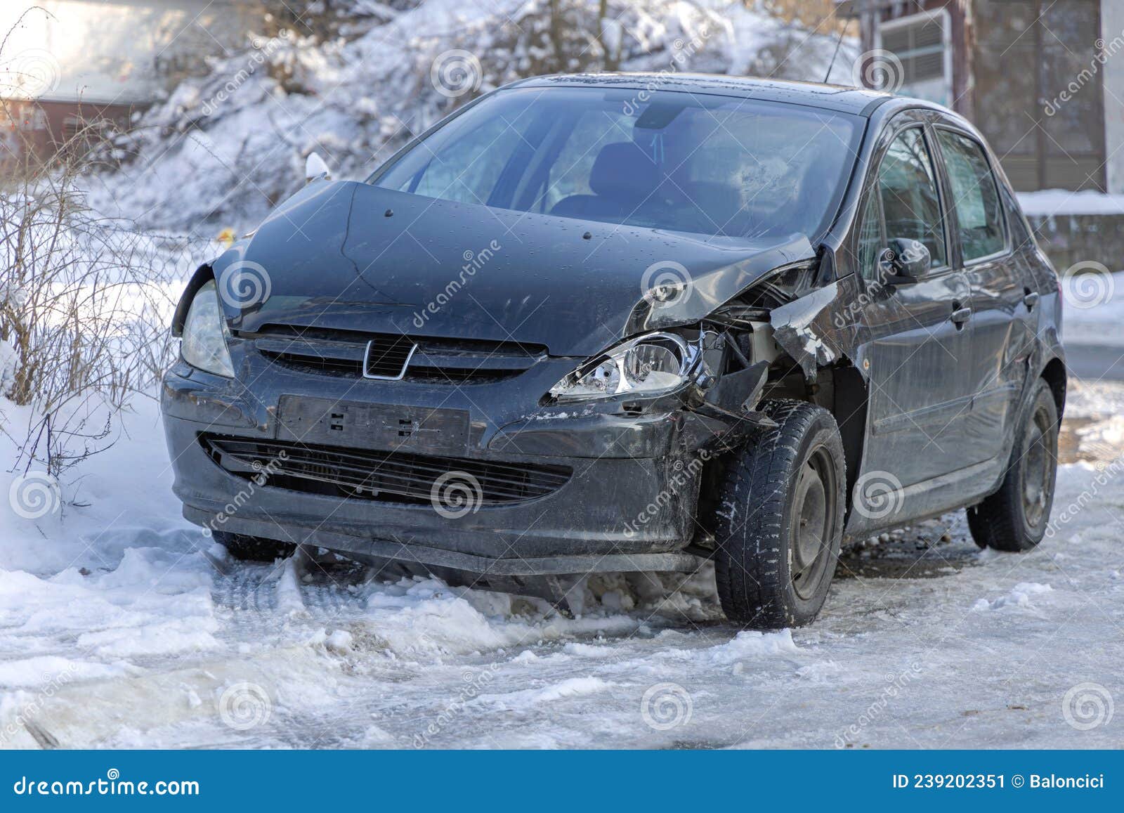 Winter Car Crash stock image. Image of front, europe - 239202351