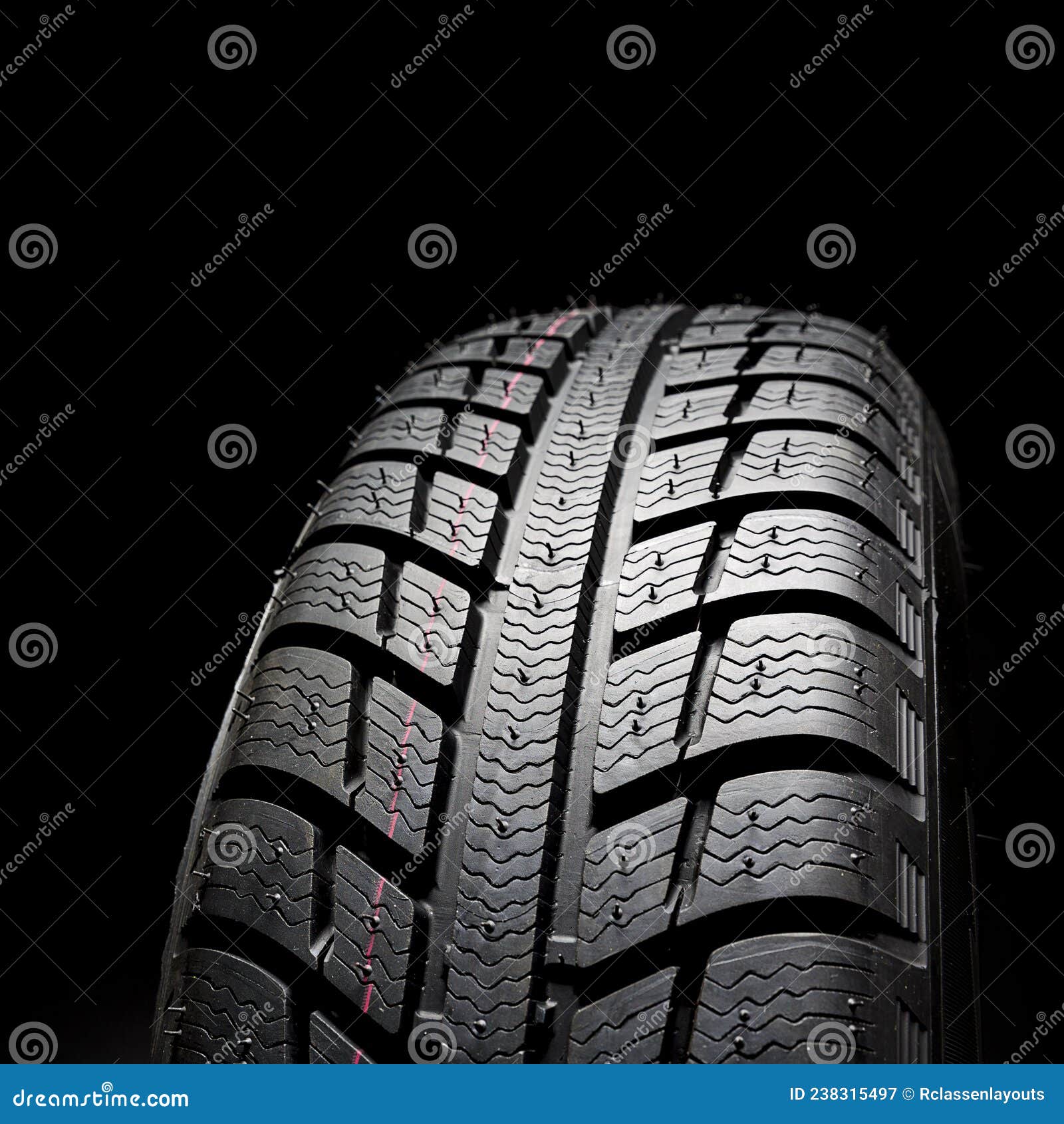 Winter Car Tires Close-up Wheel Profile Structure on Black Background ...