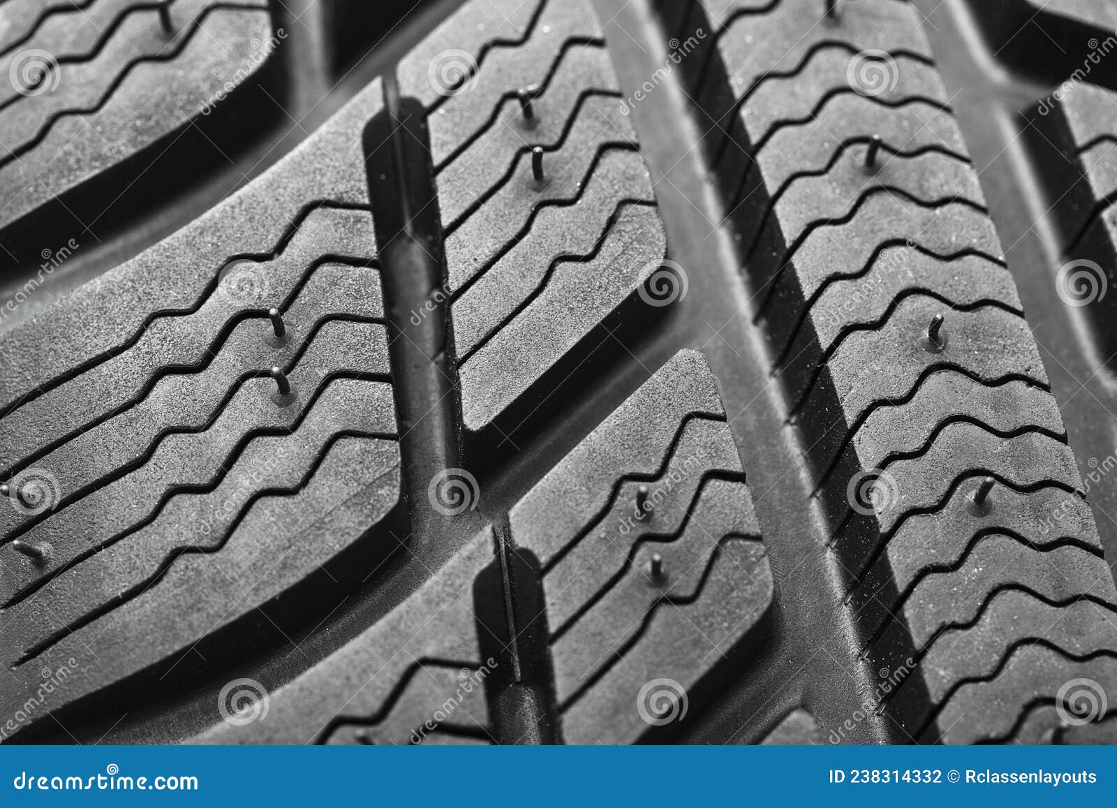 Winter Car Tires Close-up Wheel Profile Structure on White Background ...