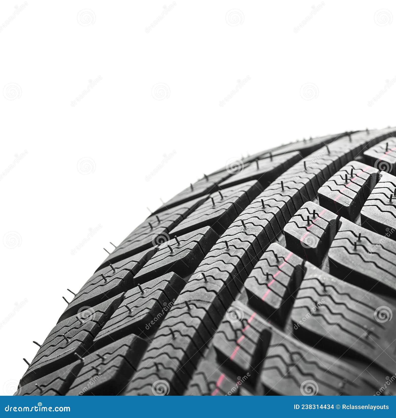 Winter Car Tires Close-up Wheel Profile Structure on White Background ...
