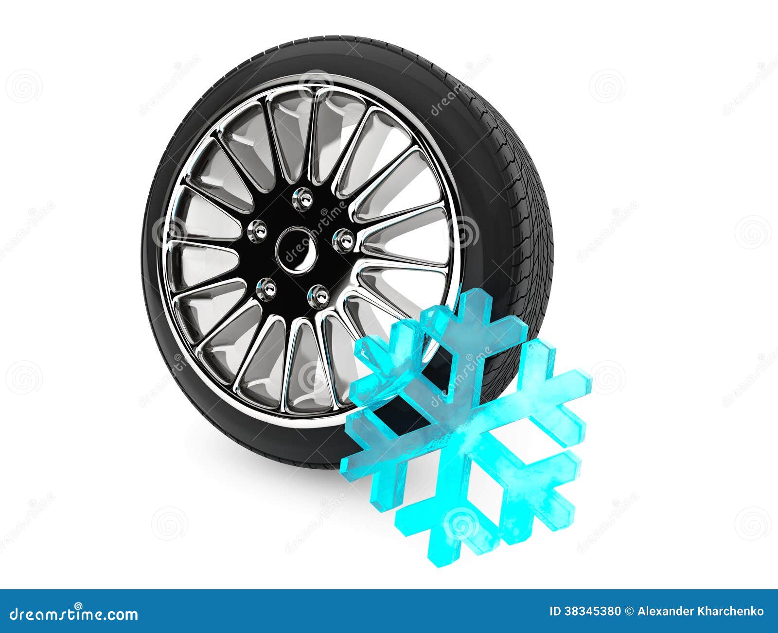 Winter Car Wheel Tire with Snowflake Stock Illustration - Illustration ...