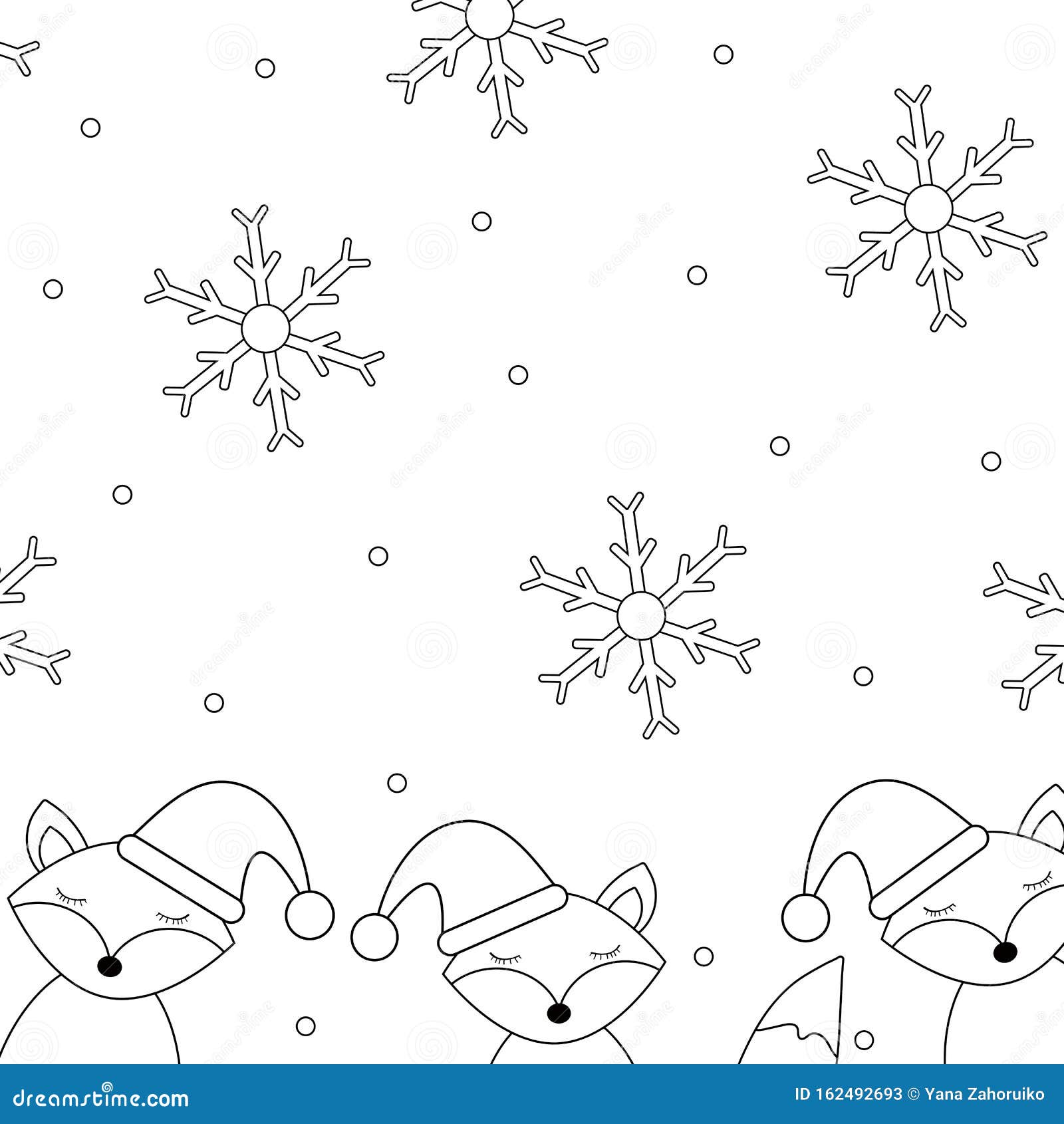 Winter Card with Snowflakes and Fox. Coloring Page Stock Vector ...