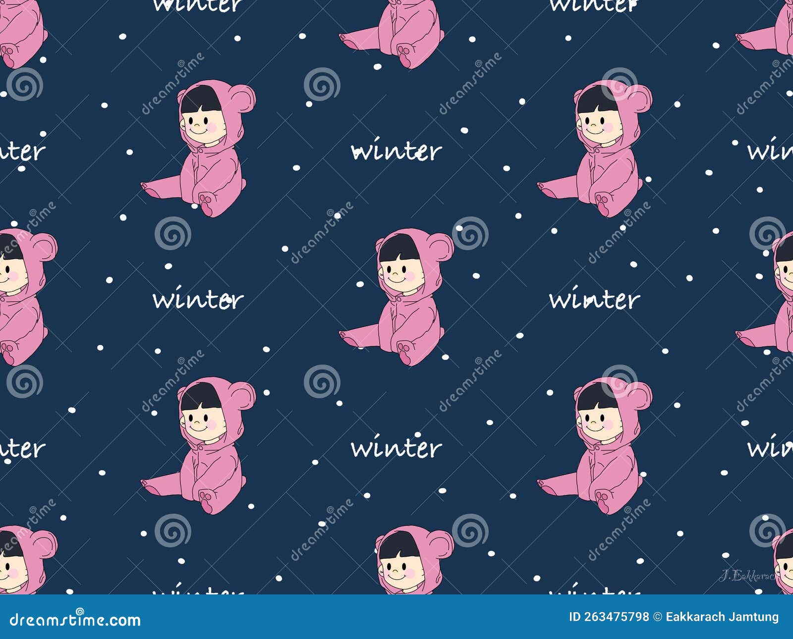 Winter Seamless Pattern on Blue Background Stock Illustration ...