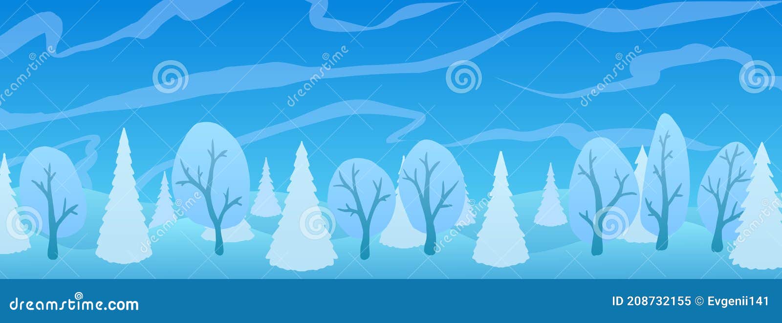 Vector Winter Cartoon Illustration. Forest in Snow. Stock Vector ...