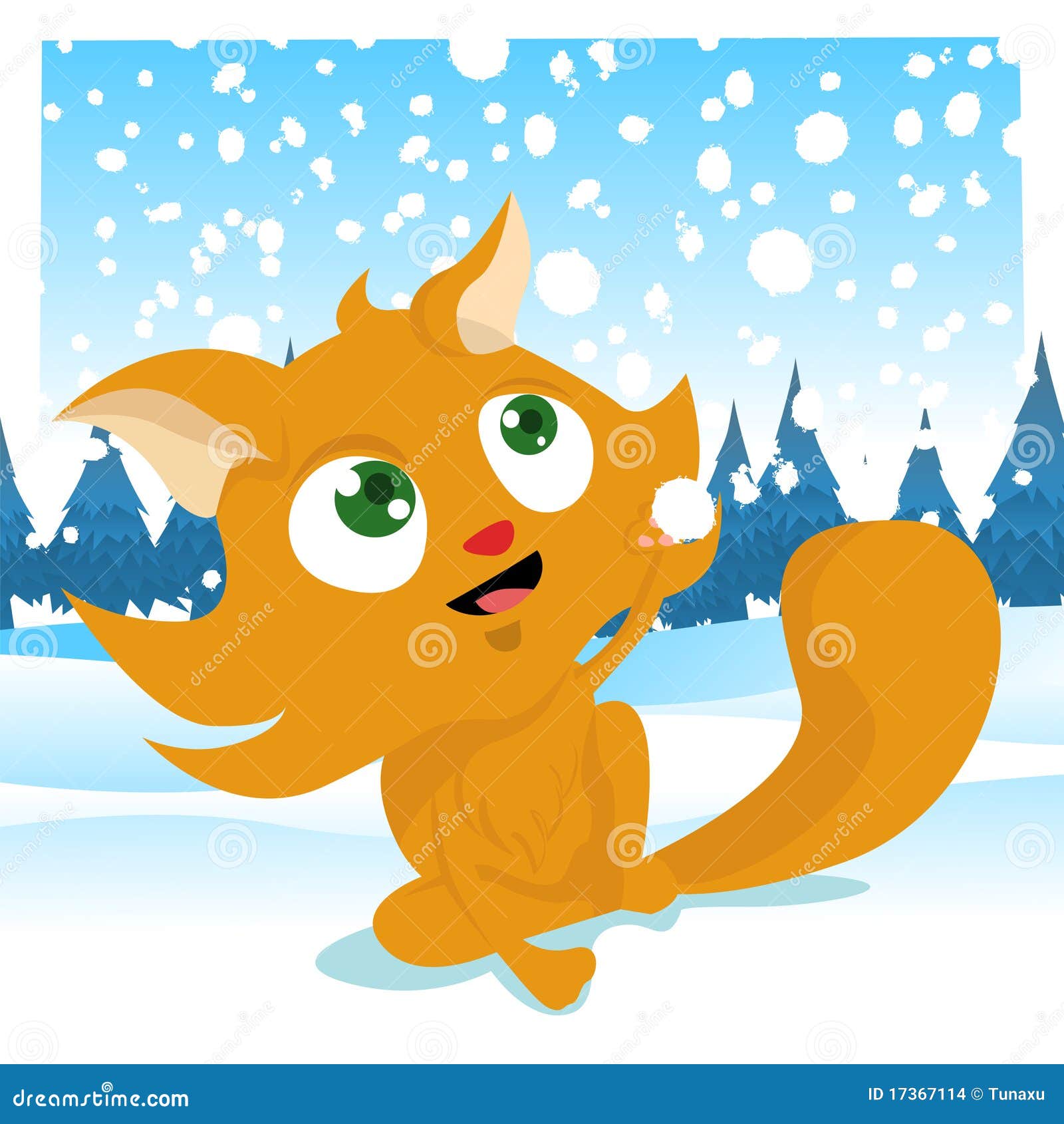 Winter cat stock vector. Illustration of animal, file - 17367114