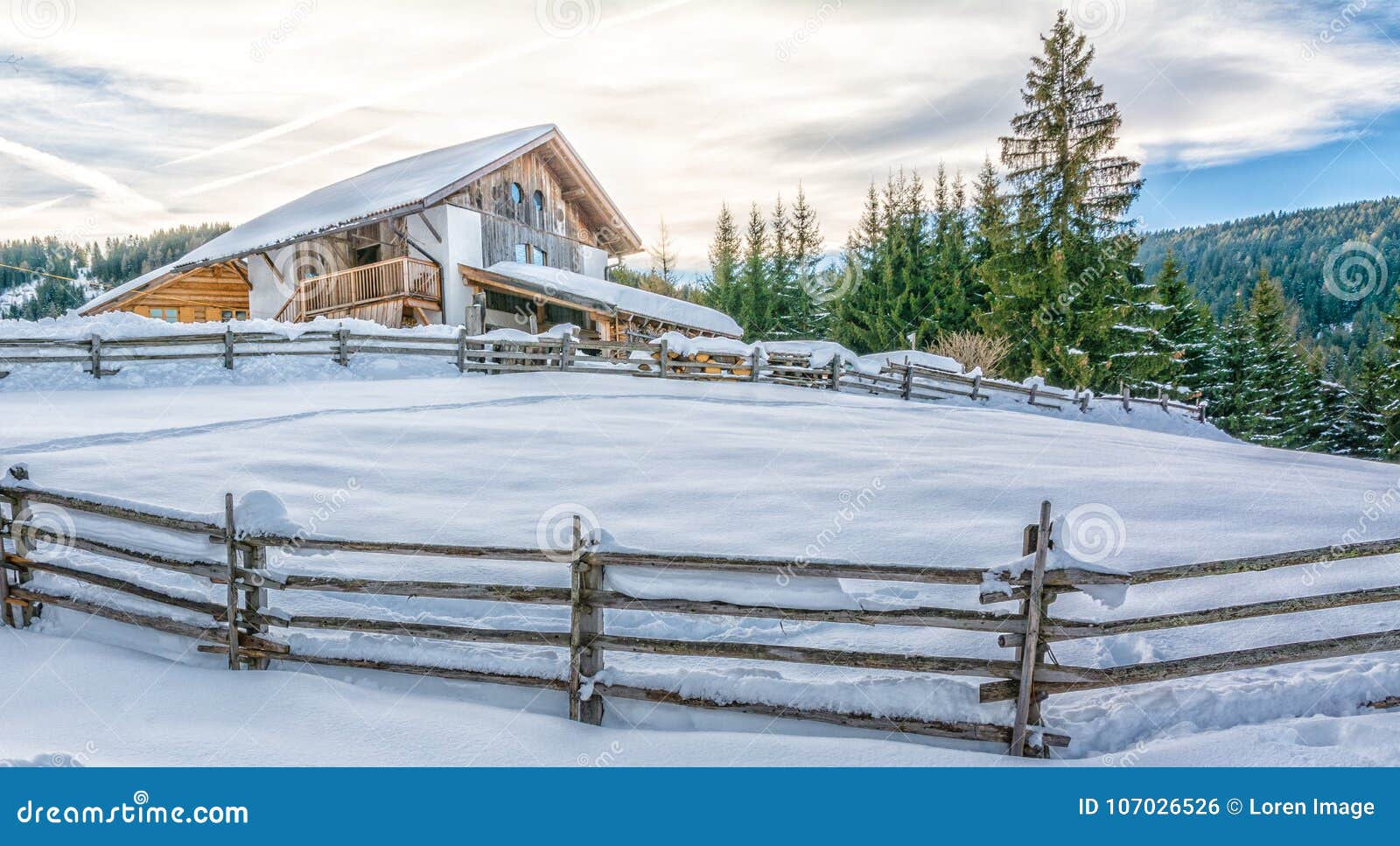 Winter Chalet in Mountain with Snow Stock Photo - Image of cold, wood ...