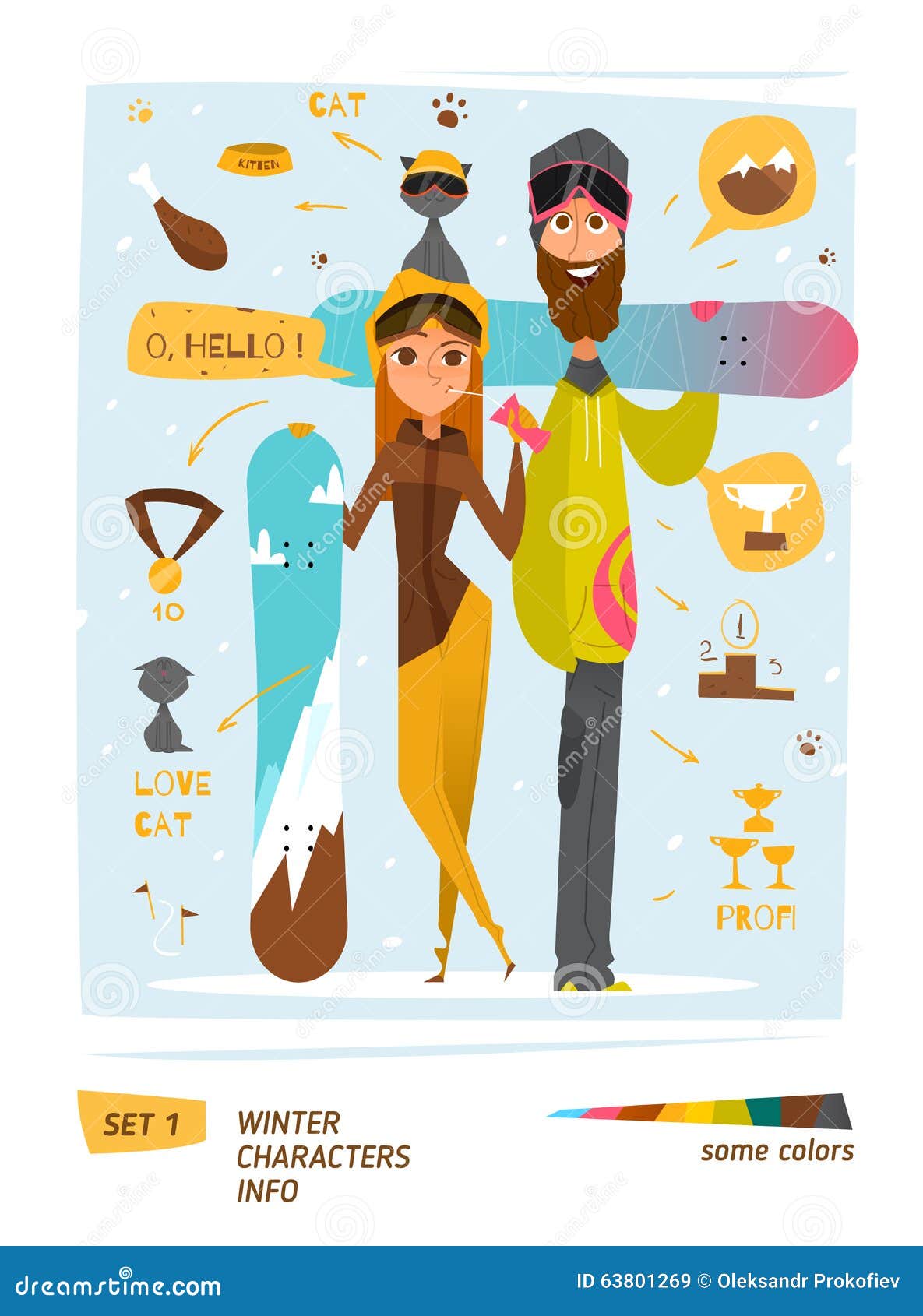 Winter characters set stock vector. Illustration of pedestal - 63801269