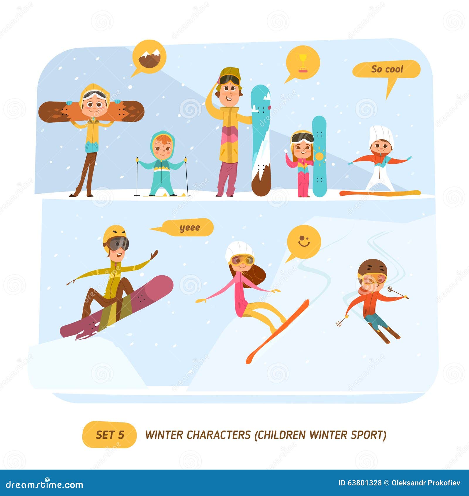 Winter Characters Set. Sport Stock Vector - Illustration of ...