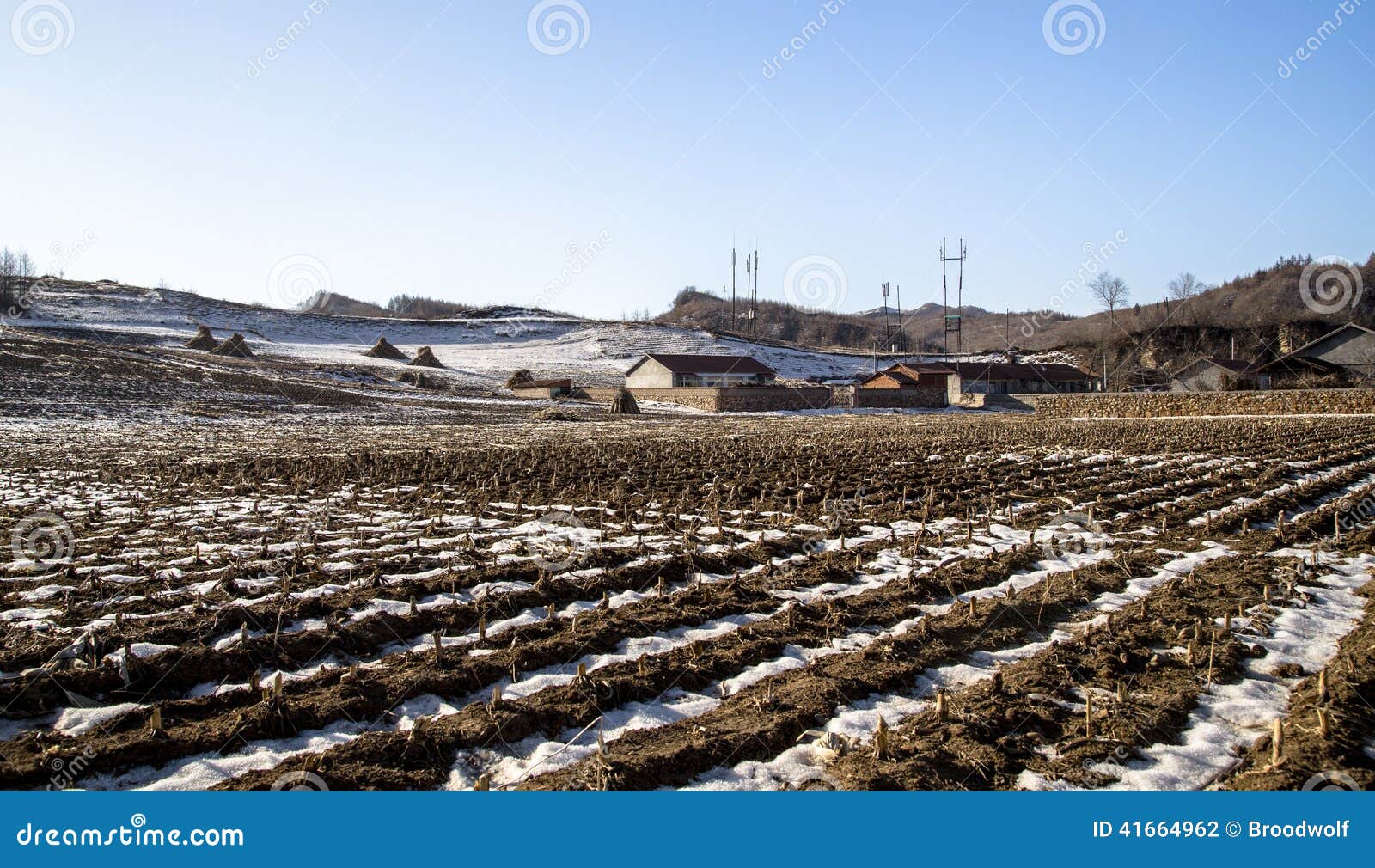 Winter China Northern Rural Areas Stock Photo - Image of straw, snow ...